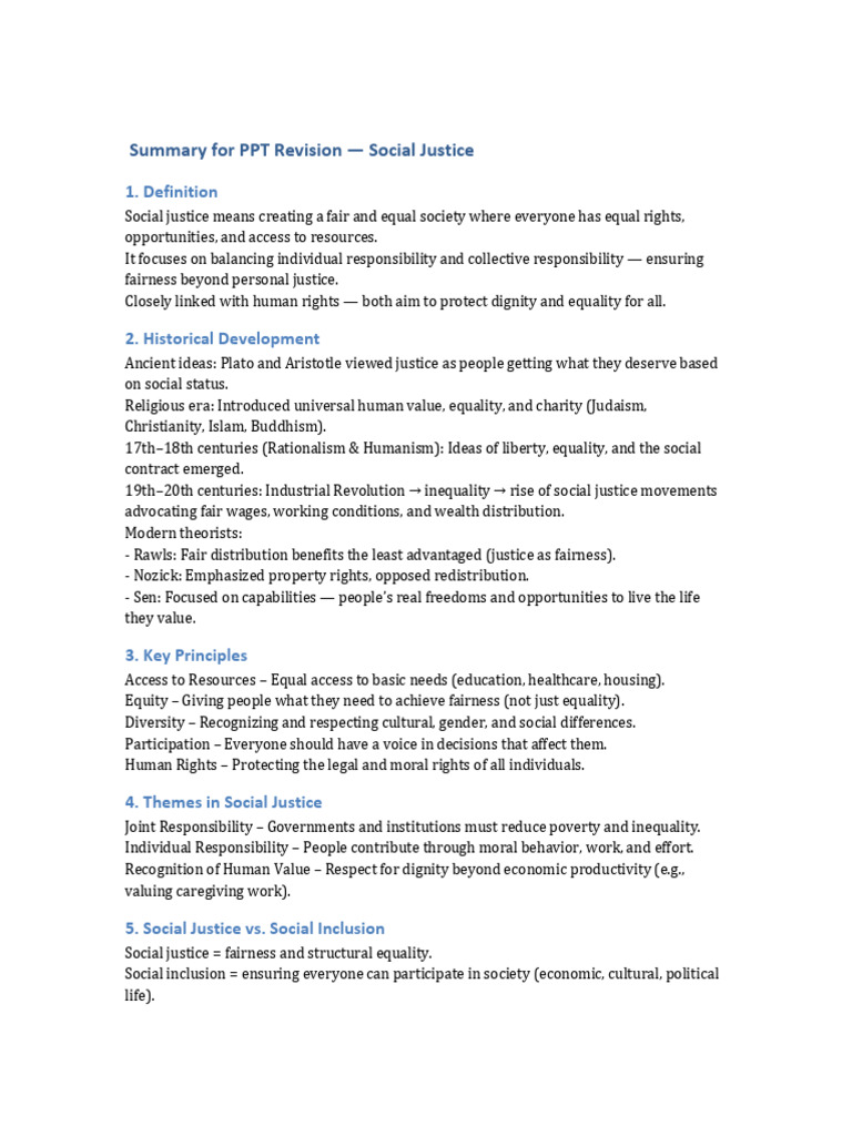 Social_Justice_Summary | PDF | Social Equality | Social Justice