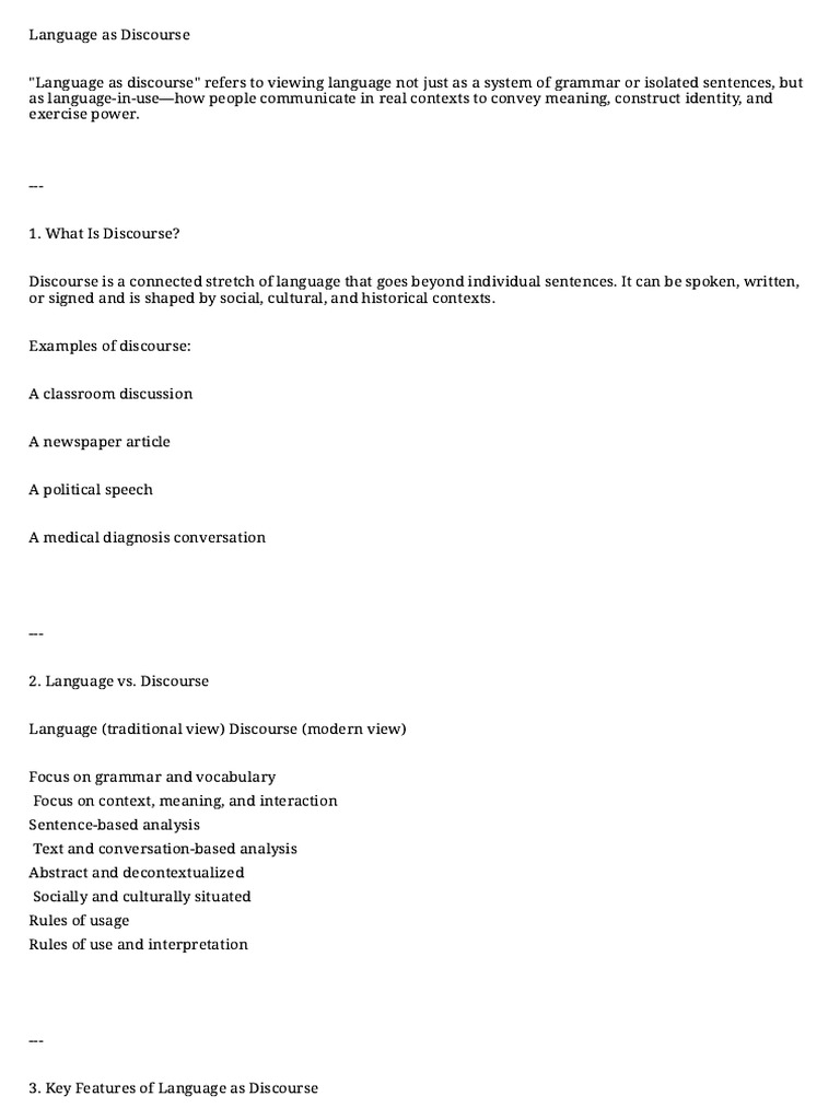 Understanding Language as Discourse | PDF