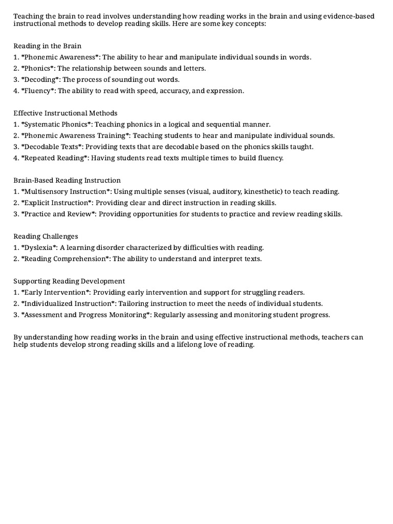 Teaching The Brain To Read | PDF