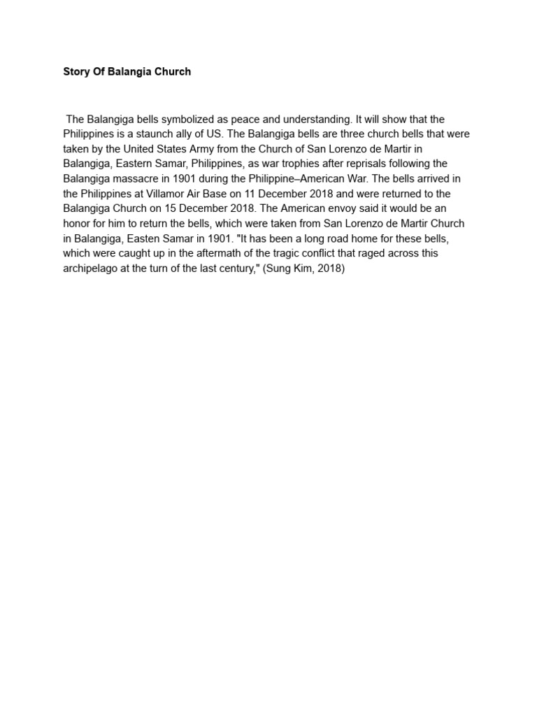 Return of Balangiga Church Bells | PDF