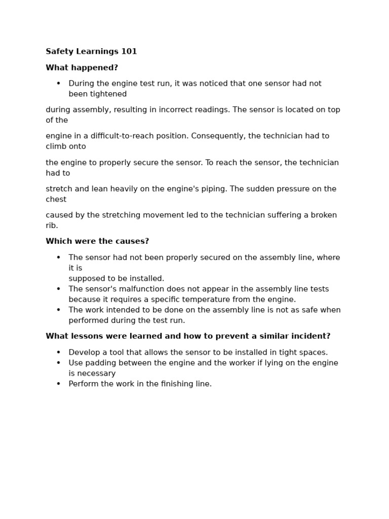 Safety Learnings 101 | PDF