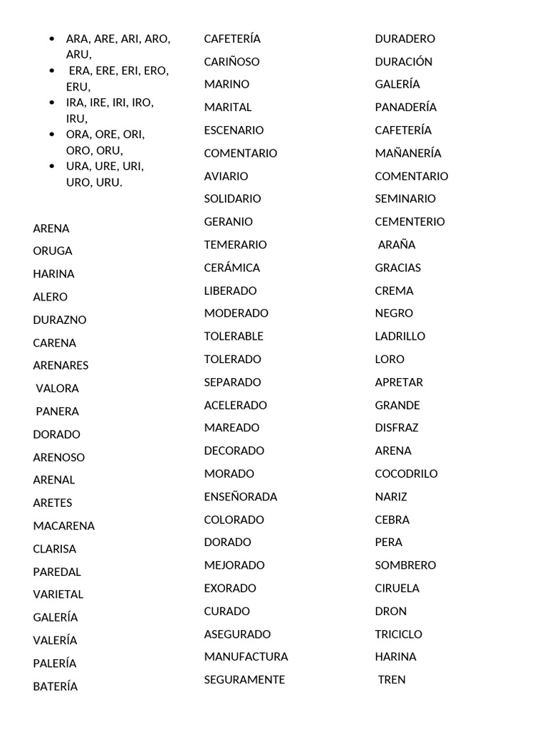 Lista de Palabras | PDF