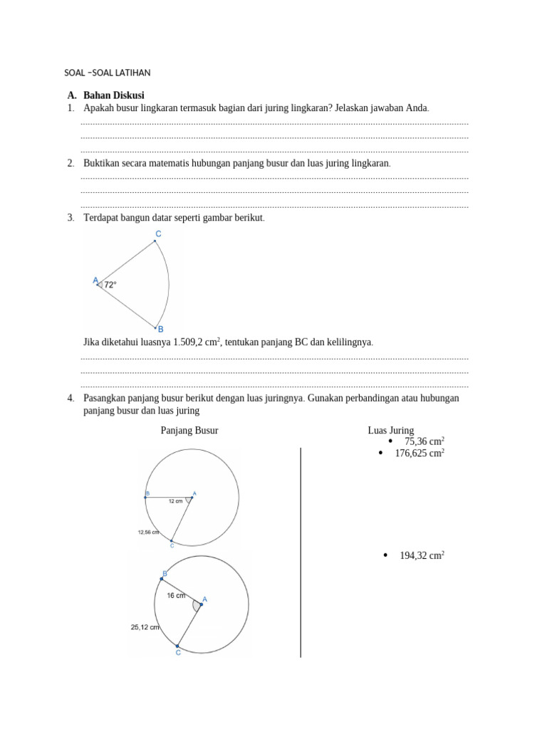 SOAL - SOAL DISKUSI TENTANG LINGKARAN matematika | PDF
