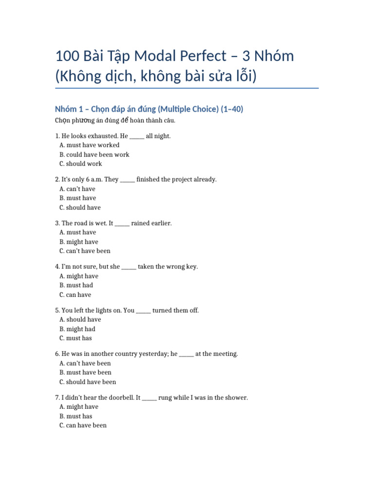 100 Modal Perfect v2 | PDF