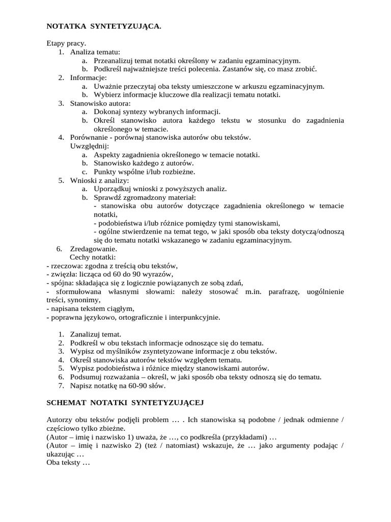 Notatka Syntetyzujä Ca 2 | PDF