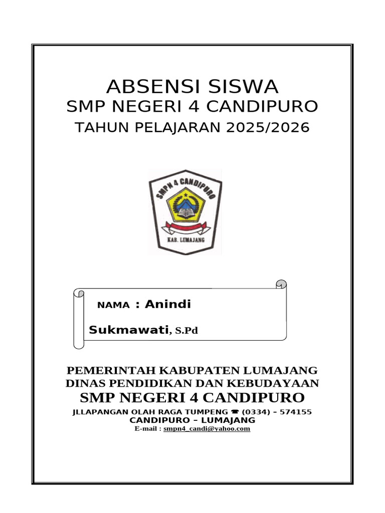 Absensi Siswa SMP Negeri 4 Candipuro | PDF