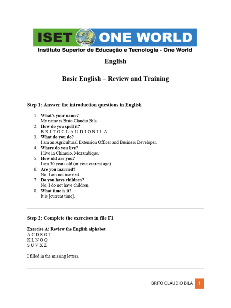 Basic English | PDF