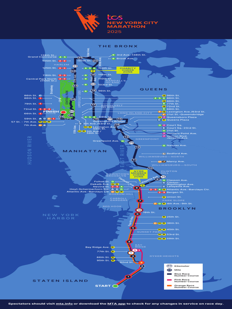 NYC Marathon 2025 Course Map PDF | PDF | Brooklyn | New York City