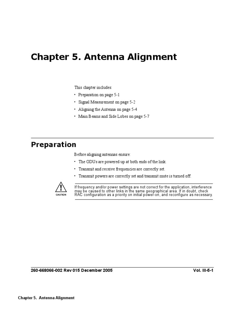 Chapter 5. Antenna Alignment: Preparation | PDF