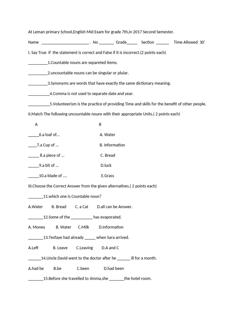 English Grade 7 | PDF