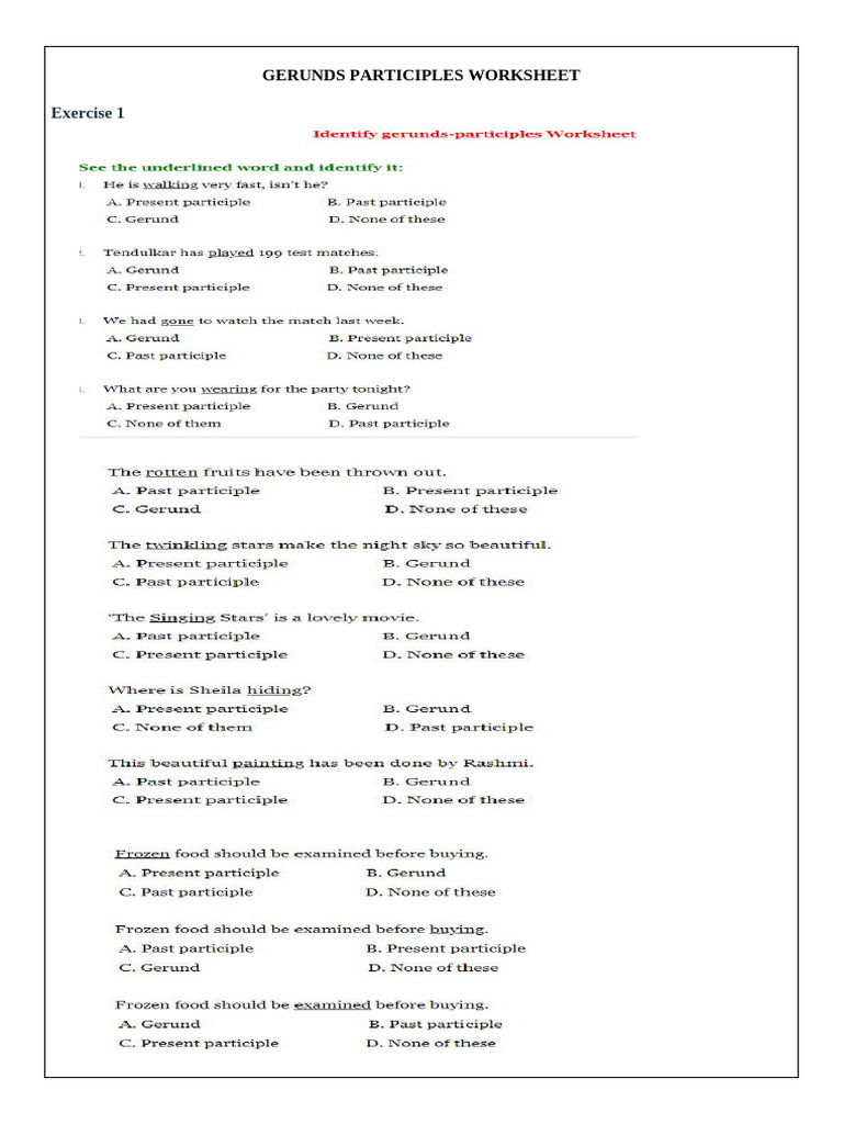Identify Gerunds Participle and Infinitives | PDF