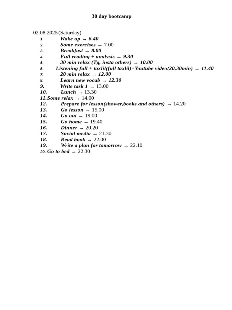 Bootcamp (Self Study, Exercises, Everyday Plan (30 Days) | PDF