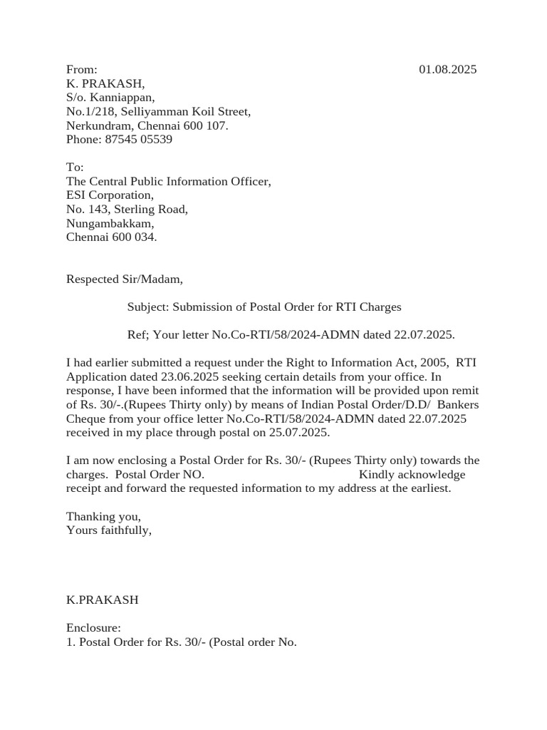 Rti Postal Order | PDF