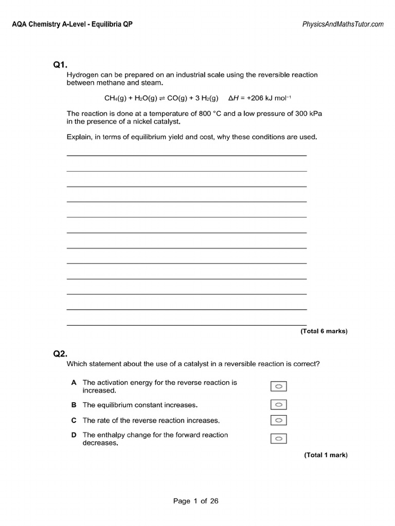 Chemical Equilibria QP | PDF
