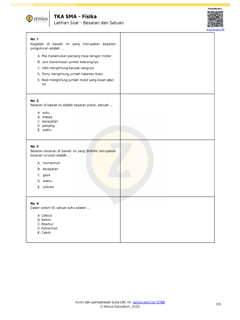 Soal Fisika Tka 1 | PDF