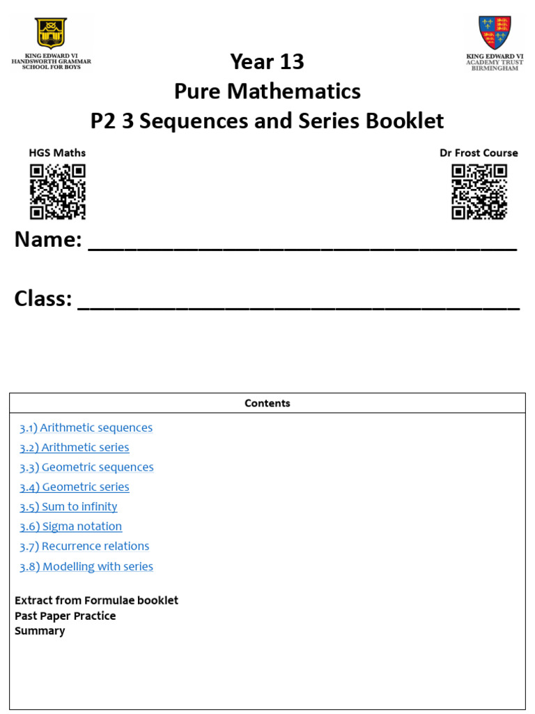 P2 3 Sequences and Series | PDF | Sequence | Mathematical Objects