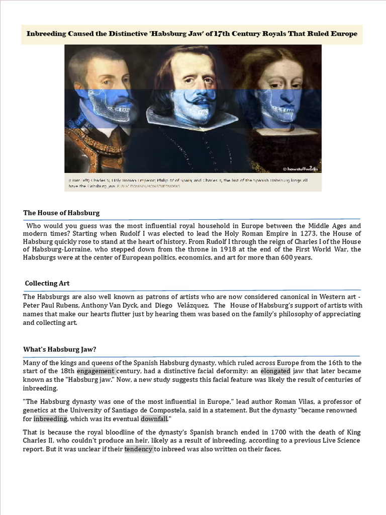 Habsburg Jaw: Inbreeding's Legacy | PDF | House Of Habsburg | Inbreeding
