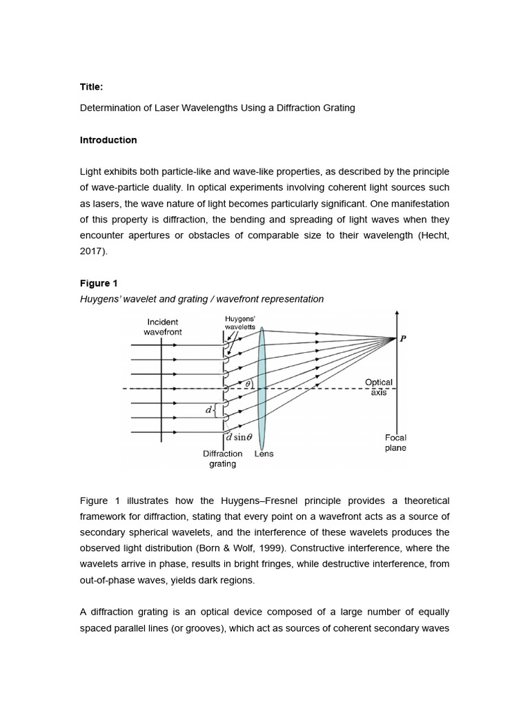 Physic Lab Report New Sem | PDF | Diffraction | Wavelength