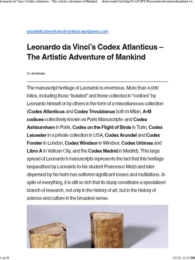 Da Vinci's Codex Atlanticus Overview | PDF | Leonardo Da Vinci