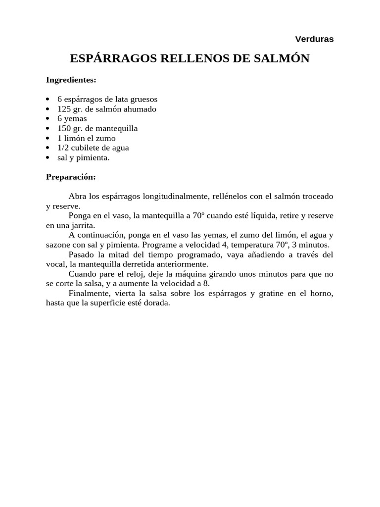 Esparragos Rellenos de Salmon | PDF