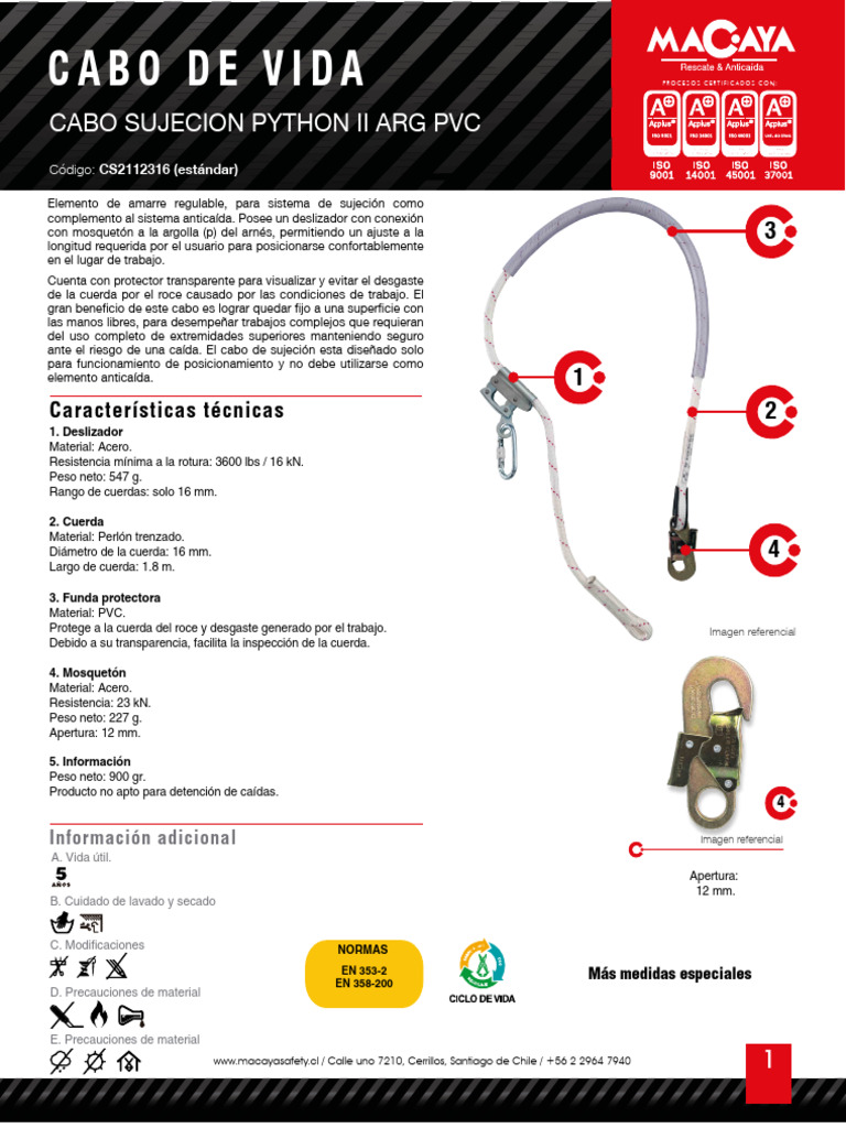 Cabo Sujecion Python II Arg PVC 1.8 M | PDF | Cuerda