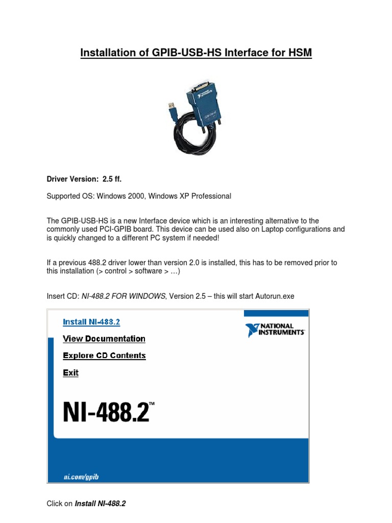 GPIB-USB-HS Driver Installation Guide | PDF