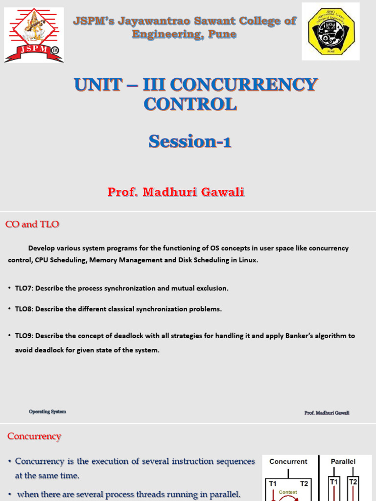 1111Lecture 1 Principles of Concurrency Unit 3 _Madhuri Gawali3 Unit 3 PPT Updated | PDF ...