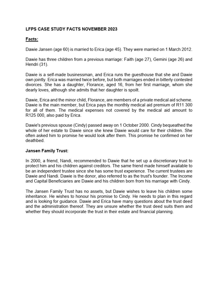Lfps Case Study Facts Nov 2023 | PDF | Taxes | Expense