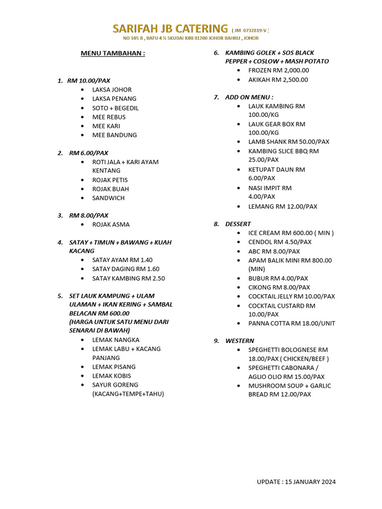 Diverse Malaysian Menu Options | PDF