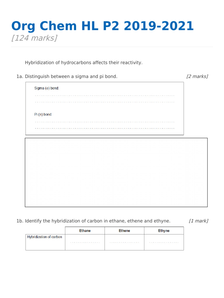 Org - Chem - HL - P2 - 2019-2021 QP | PDF | Chemical Reactions | Chlorofluorocarbon