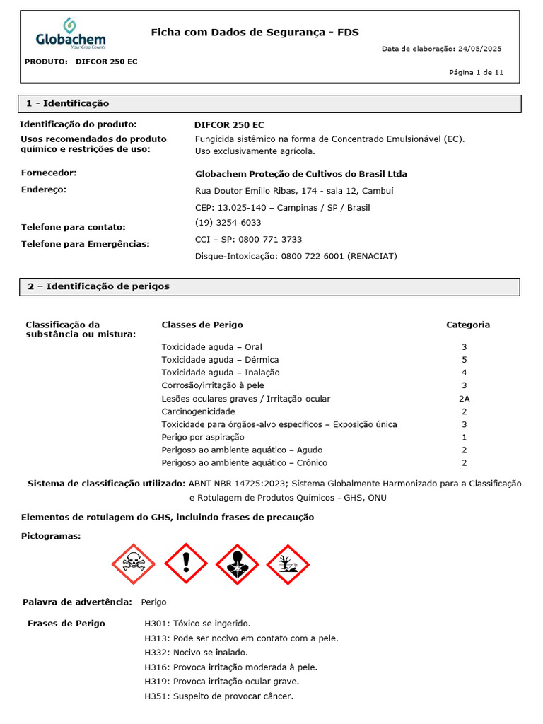 Fds - Globachem - Difcor-250-Ec - Fungicida Sistemico Difenoconazol ...