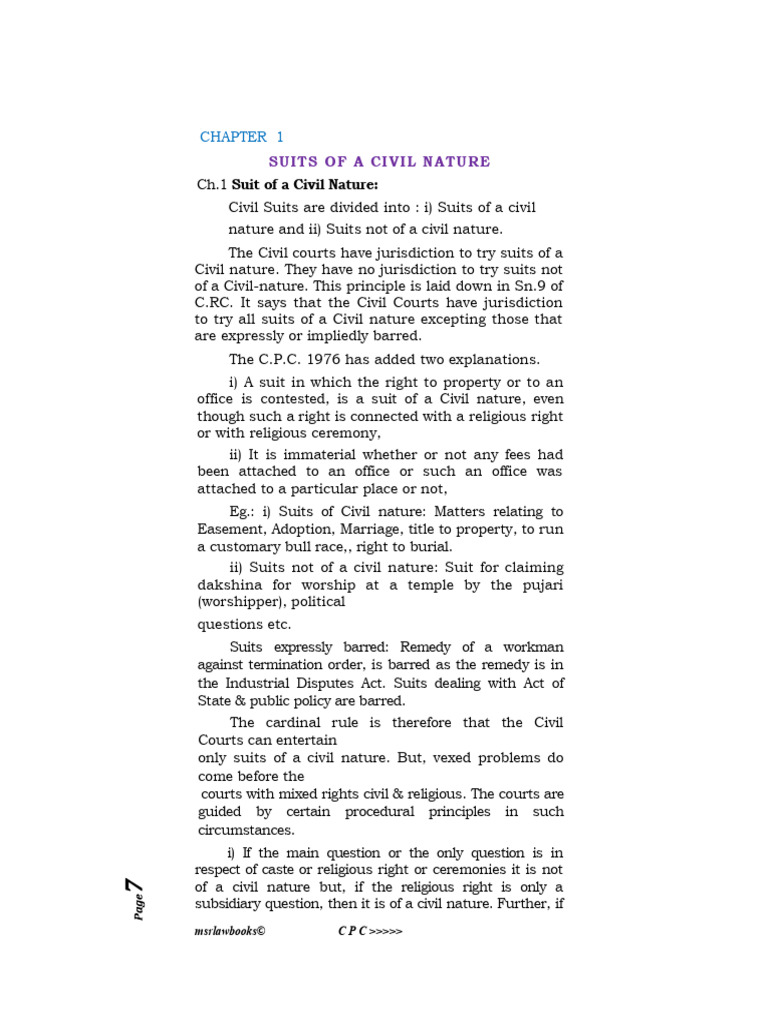 Suits of Civil Nature CPC | PDF | Jurisdiction | Private Law