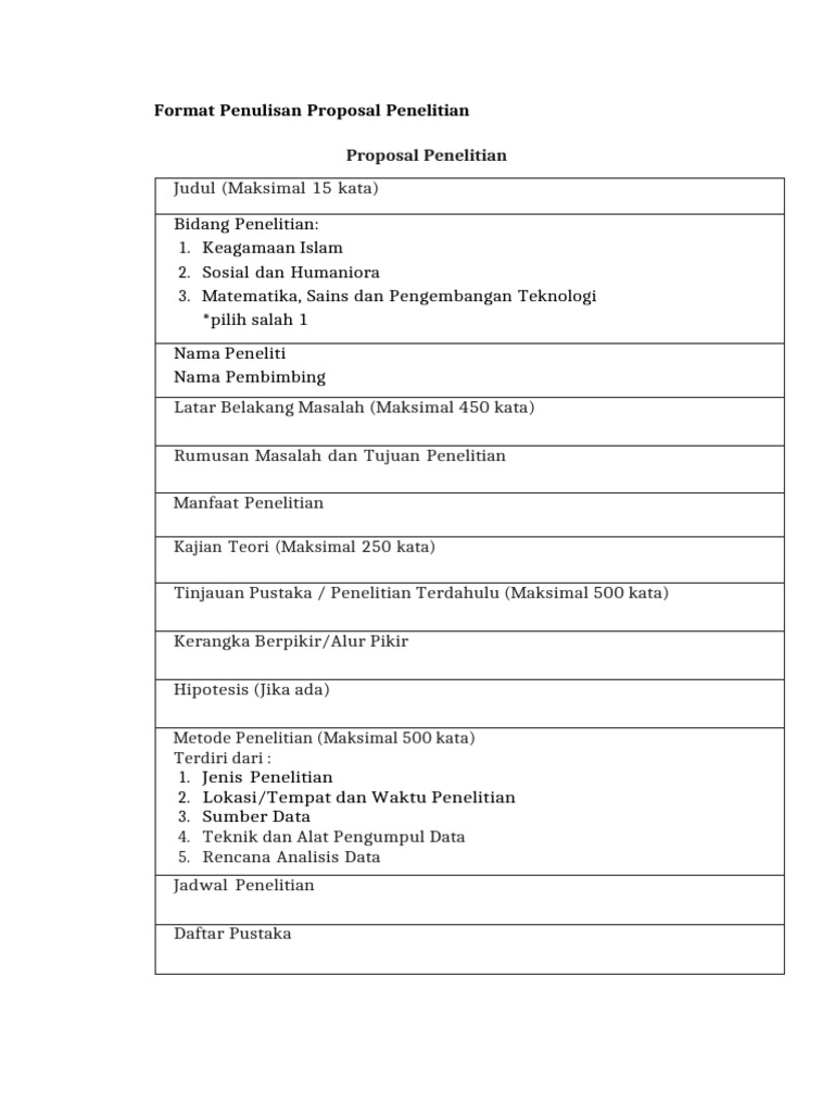 Format Proposal Penelitian Efektif | PDF