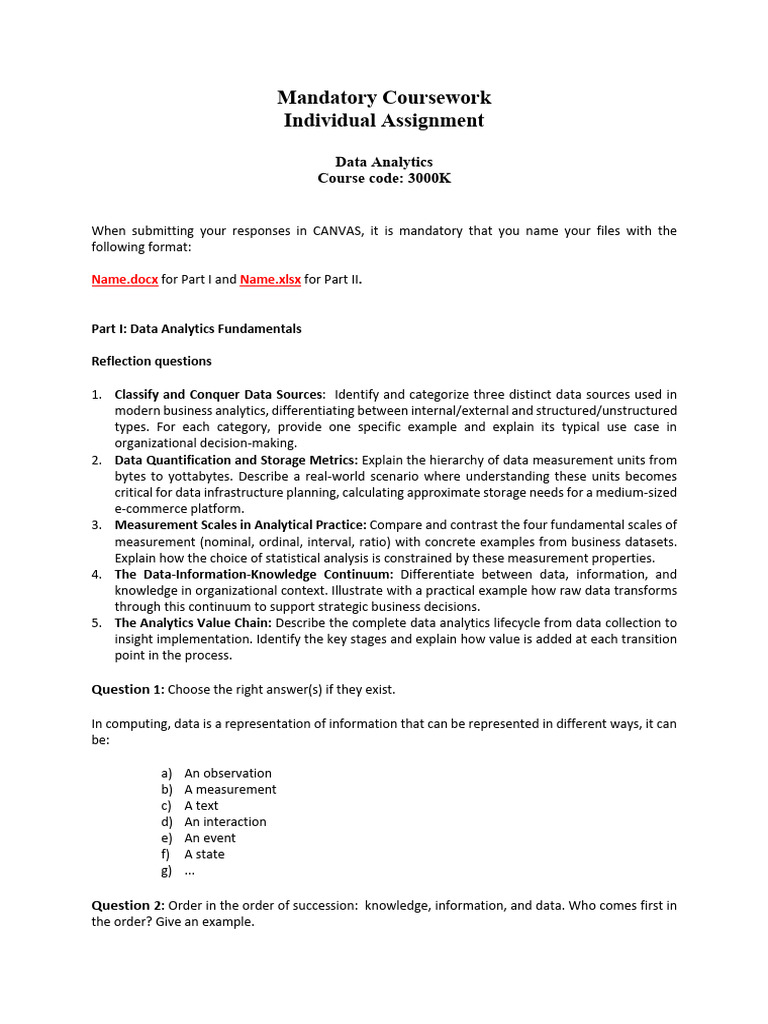 Individual Assignment DA3000K | PDF | Data | Sampling (Statistics)