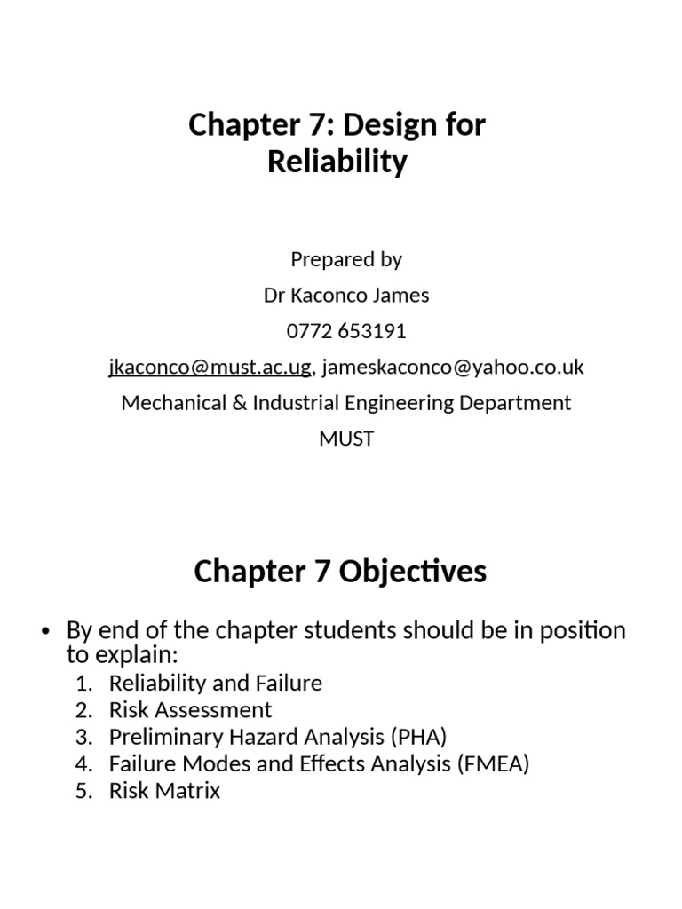 Design for Reliability: Key Concepts | PDF | Risk | Reliability Engineering