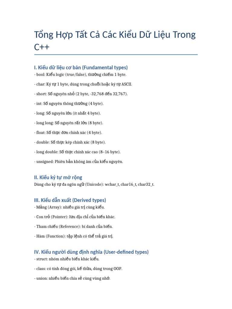 Kieu Du Lieu Trong CPP | PDF