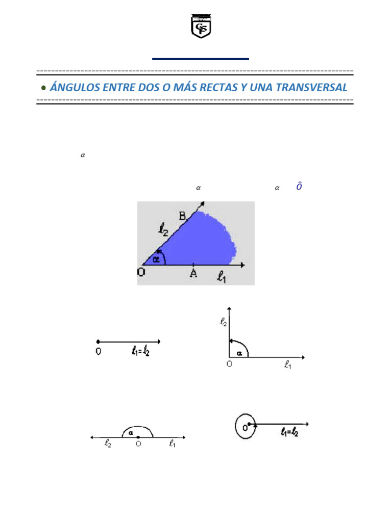 Ángulos entre Rectas y Transversales | PDF | Ángulo | Matemática Elemental