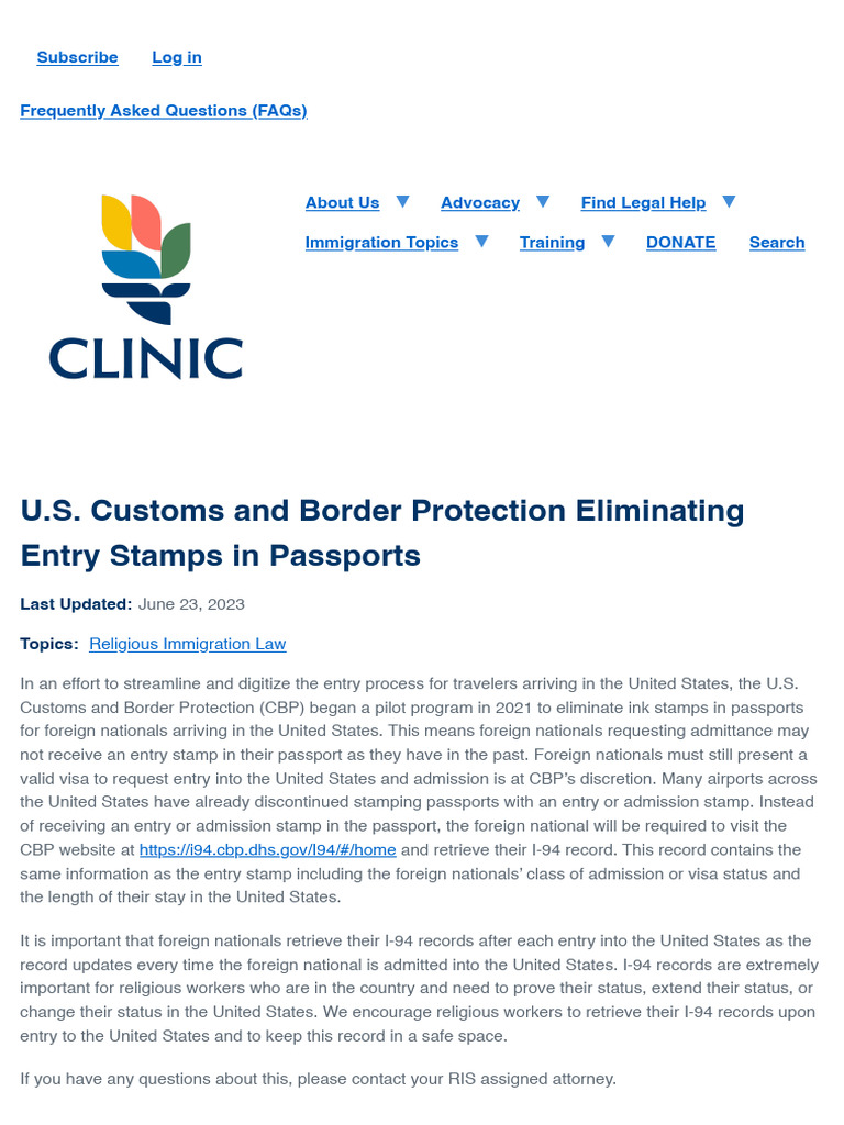 U.S. Customs and Border Protection Eliminating Entry Stamps in ...