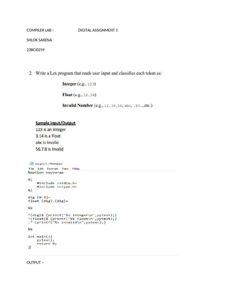 Compiler Design Lab Submission . | PDF