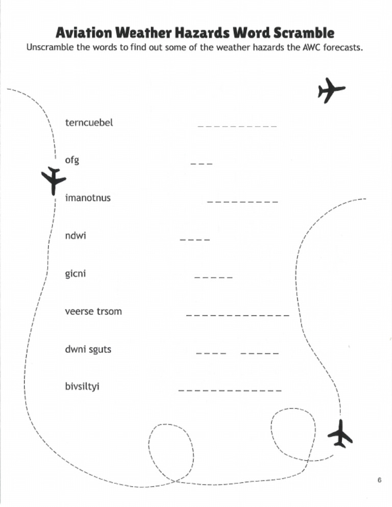 Aviation Weather Word Scramble | PDF