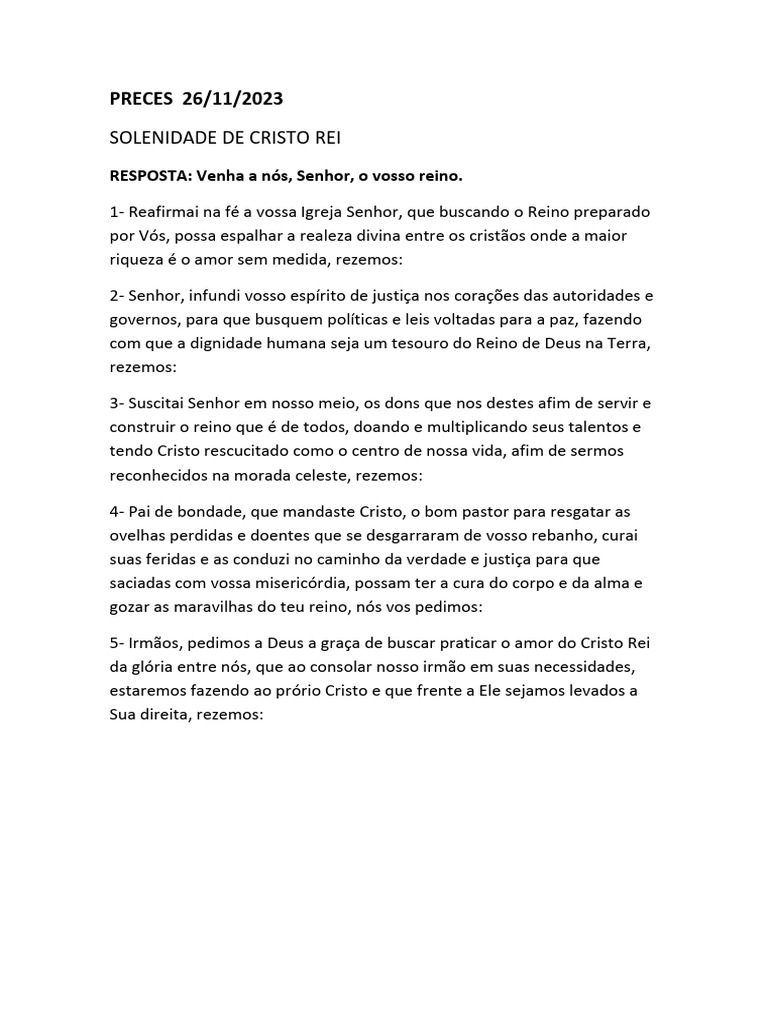 Preces Cristo Rei | PDF