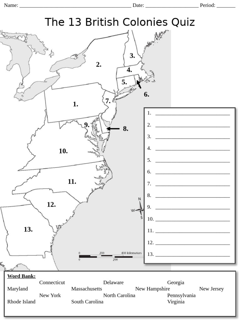 13ColoniesMapQuiz 1 | PDF