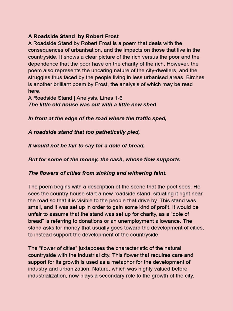 A Roadside Stand by Robert Frost | PDF