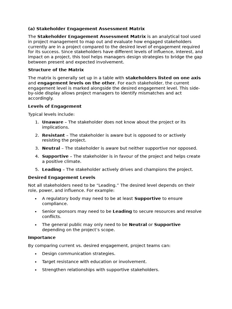 Stakeholder Engagement Assessment Matrix | PDF | Business | Social ...