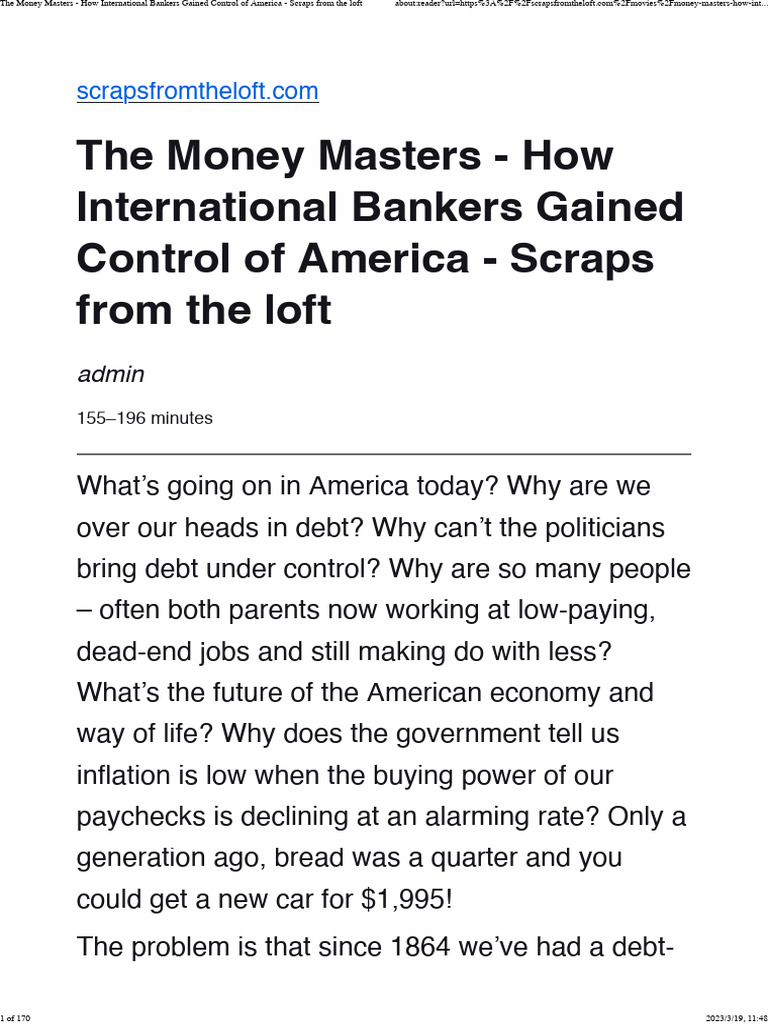 The Money Masters - How International Bankers Gained Control of America ...