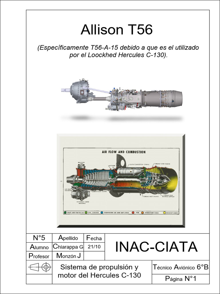 Motor Allison T56-A-15 del C-130 Hercules | PDF | Turbina | Motores
