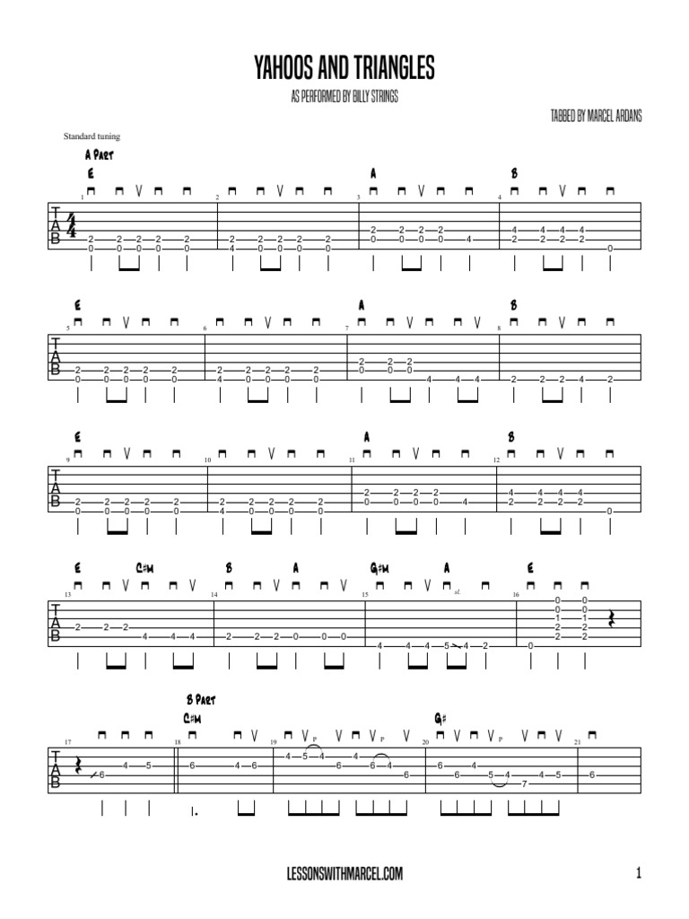 Billy Strings Yahoos and Triangles Tab Only PKNRJJ | PDF | Pitch (Music) | Music Theory