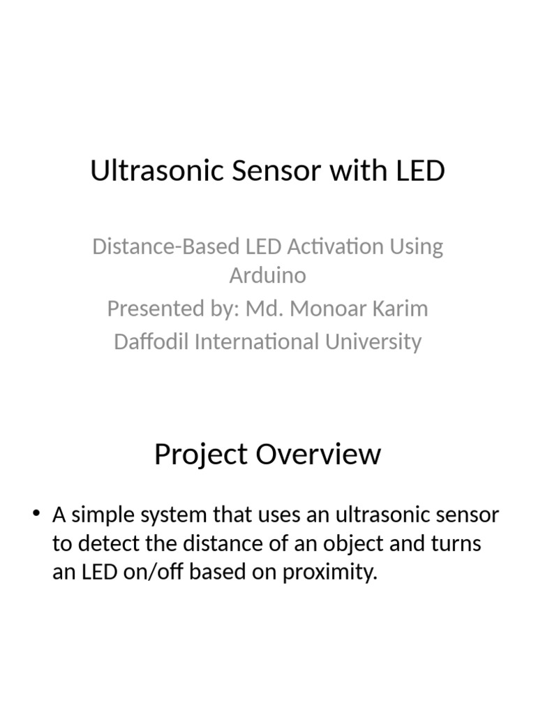 Ultrasonic Sensor With LED Presentation | PDF