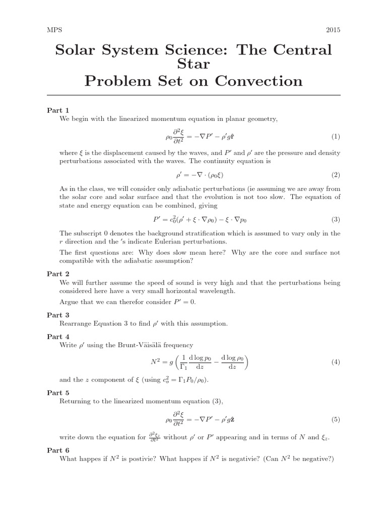 Solar System Convection Problem Set | PDF | Waves | Mechanical Engineering