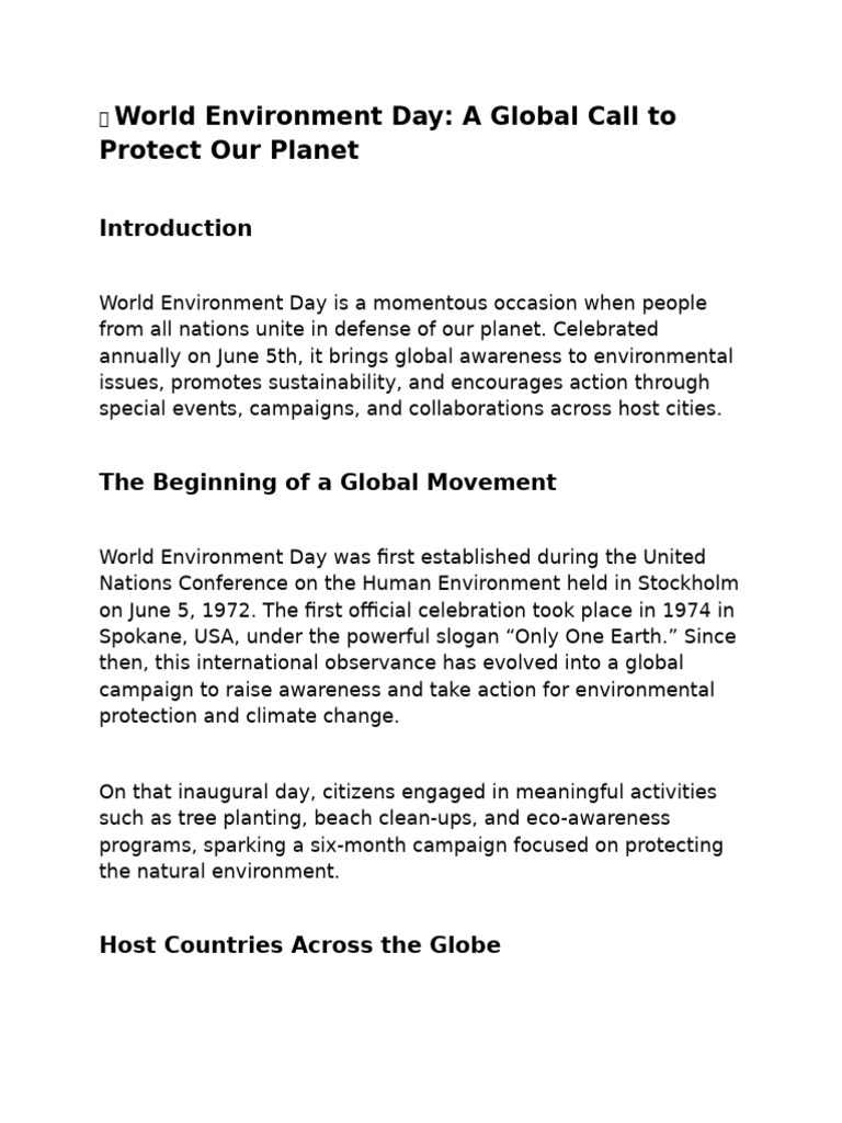 World Environment Day: Unite for Earth | PDF | Sustainability | Natural ...